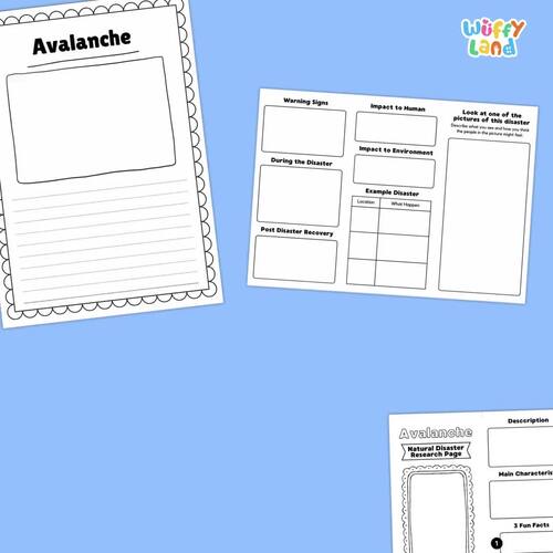 Avalanche Natural Disaster Research Project Earth Science Worksheets ...