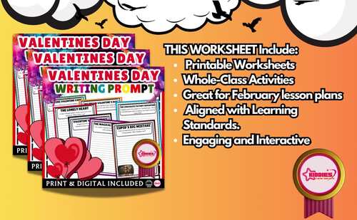February Valentines Day Writing Prompt Activities 3rd,4th,5th,6th,7th ...