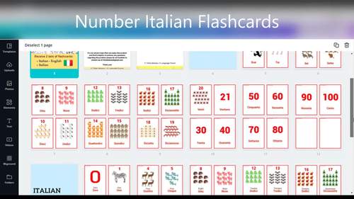 NUMBERS ITALIAN FLASH CARDS | Italian flashcards numbers | Italian Number