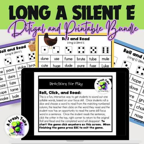 Long A Silent E Roll and Read - Digital PLUS Printable Bundle by A ...