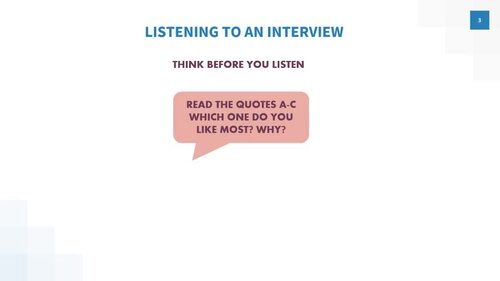 LISTENING TO AN INTERVIEW - EXERCISES by Hatice Yıldız | TPT