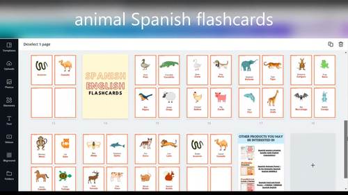 Spanish flashcards Animals (Animales) by Language Forum | TPT