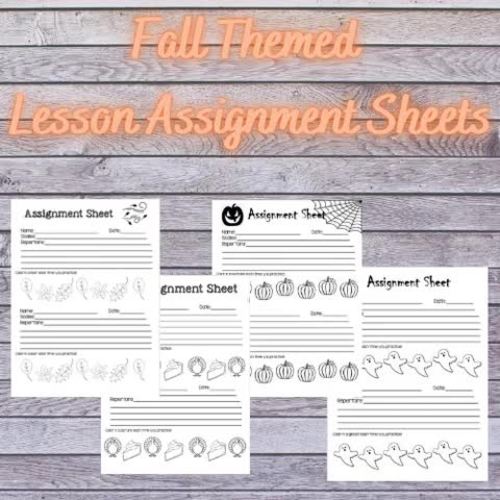 Fall Themed Coloring Printable Piano Assignment Sheets by DanaKate Makes