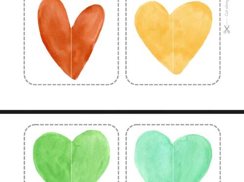 Heart Matching, Valentines Activity, Color Match Cards, Heart Game ...