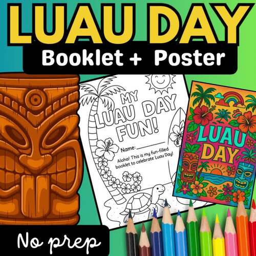 Luau Day Activities Booklet – End of the year Summer | Writing, Art ...