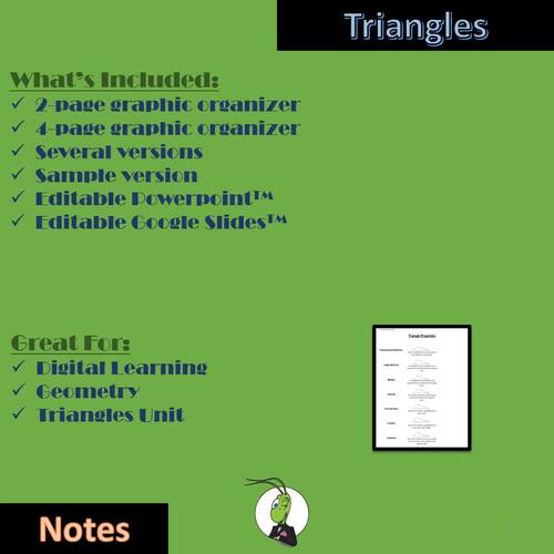 Triangle Properties, Bisectors, Centers and More Geometry Graphic Organizer