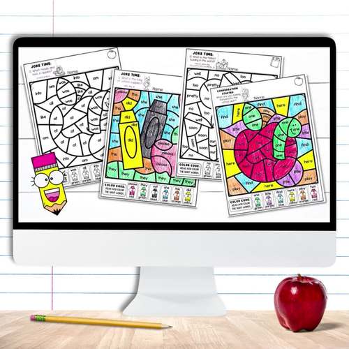 Back to School Color by Sight Word Practice Editable Activities | TpT