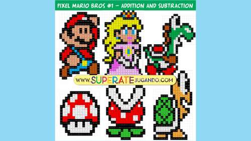 Pixel Mario Bros 1 - Addition and Subtraction - Printable (Excel)