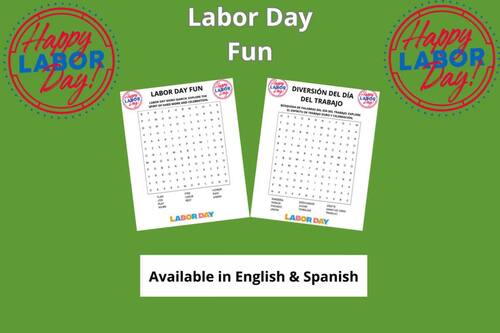 Labor Day Word Search- Available in (English & Spanish). For K-2nd grade.