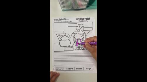 Spanish Halloween Labeling and Writing Etiqueta y escribe Print and Go!