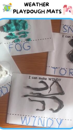 Weather Playdoh Mats, Centers, Visual Cards, Sensory Play, Fine Motor ...