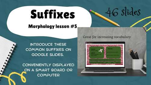 Suffix Morphology Activities #5 Google. BOOM, Worksheet by BigDogCards-SLP