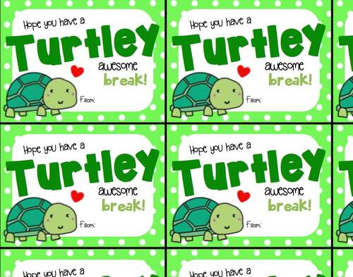 Turtle Christmas (Winter) Holiday Gift Tag-Hope you have a Turtley ...