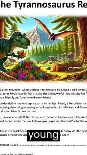 Dino-Discoveries: Engaging Comprehension Worksheets for Young Minds!