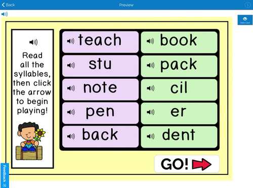 Fall Syllables Matching and Word Building Fluency Boom Cards | TPT
