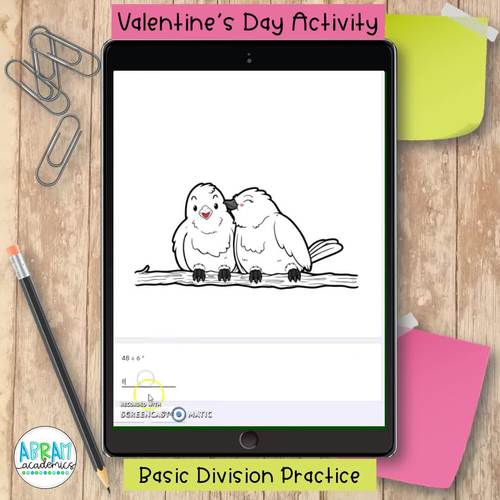 Self-Checking Valentine's Day Division Digital Progressive Picture Activity