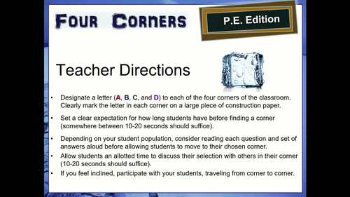 Physical Education "FOUR CORNERS" Get-to-know-you game - ice breaker ...