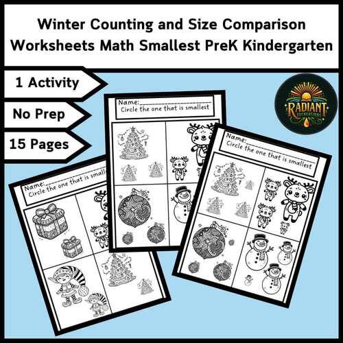 Winter Counting and Size Comparison Worksheets Math Smallest PreK ...