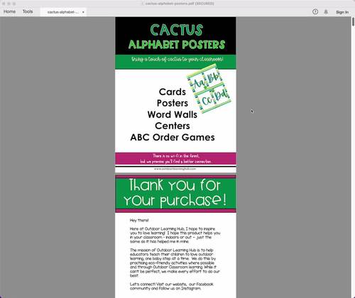 Cactus Alphabet Posters | Cactus ABCs by Outdoor Learning Hub | TPT