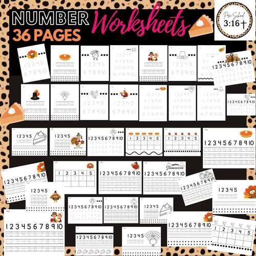 Thanksgiving Alphabet and Number Worksheets by Preschool Three Sixteen