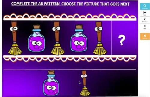 Halloween Math Pattern Practice digital cards AB AAB ABB ABC | TPT