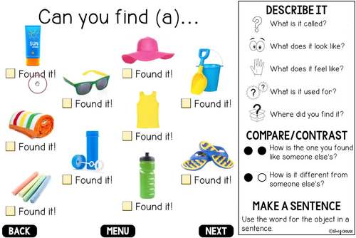 Summer Teletherapy Digital Scavenger Hunt Interactive PDF Distance Learning