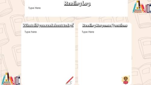 Reading Log w/ Reading Responses - EDITABLE in PowerPoint & Google Slide