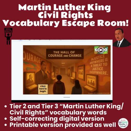 Vocabulary | Martin Luther King | Civil Rights | Escape Room | Digital ...