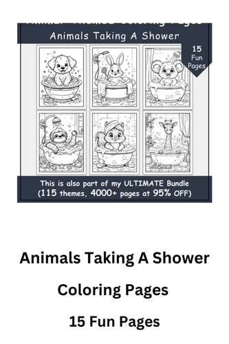 Animals Taking A Shower | Printable Coloring Sheets | Creative Activity ...