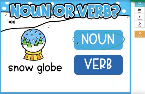 Winter Noun or Verb Boom Cards | TpT