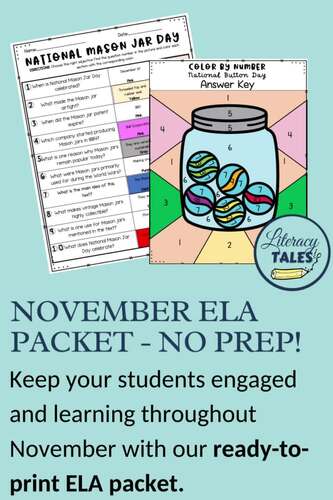November No Prep ELA Packet -Holidays Edition by Literacytales | TPT