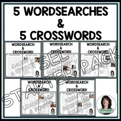 SEL Word Search Crossword Activities | 5 Puzzles | Growth Mindset ...