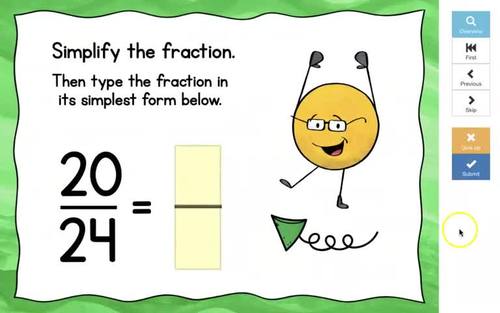 Simplifying Fractions Level 2 Boom Cards (Self-Grading with Audio Options)