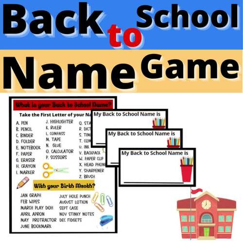 Back to School Icebreaker Name Game Class Activity Resource Starter No Prep