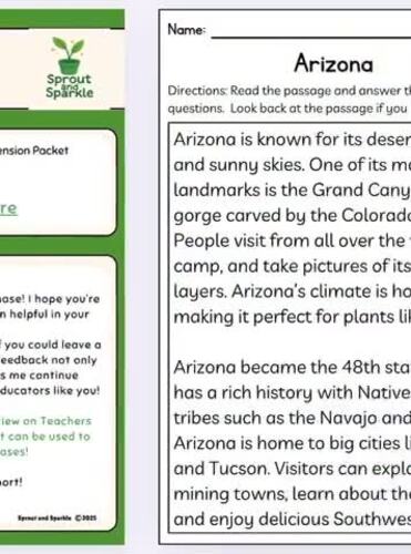Southwest States Reading Comprehension Unit 3rd–5th Grade Geography ...