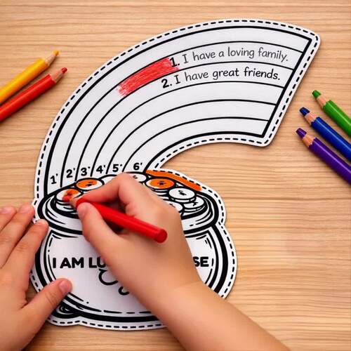 I Am Lucky Because Pot of Gold, St. Patrick’s Day Writing & Coloring ...