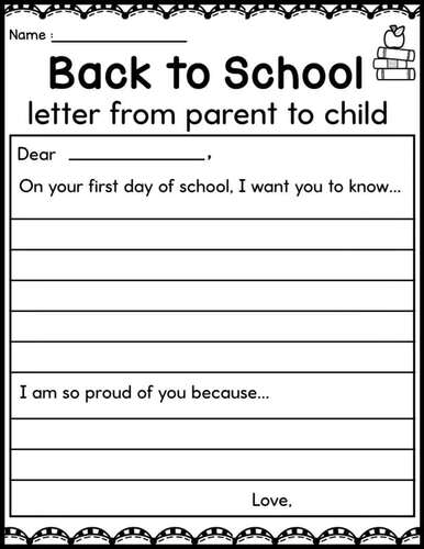 Letter From Parent To Child Back To School Writing Activity by Kidzvilly