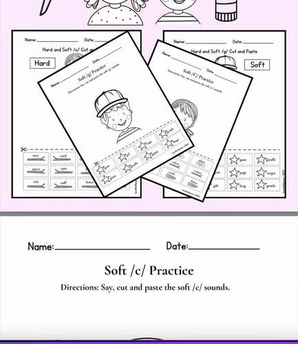 C and G Hard and Soft Sounds Phonics Activity, Cut, Paste and Sort