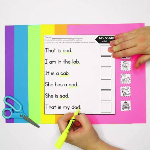 Decodable CVCe Words Cut & Paste Sentences for Phonics & Reading ...