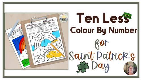 St Patricks Ten Less Color by Number Math coloring sheets for Morning ...
