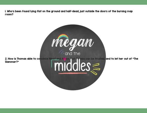 The Maze Runner: Comprehension Questions and Answer Keys for CHAPTERS 41-45