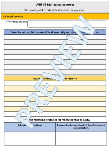 Student Guided Notes Unit#5 Managing Resources AICE Environmental ...