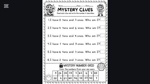 Summer Place Value Mystery Puzzles | Tens and Ones Activities | Grade 1 - 2