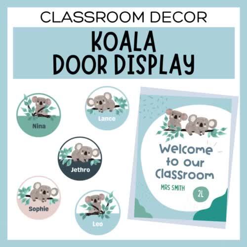 Koala Classroom Welcome Door | Bulletin Board Display & Name Tags ...