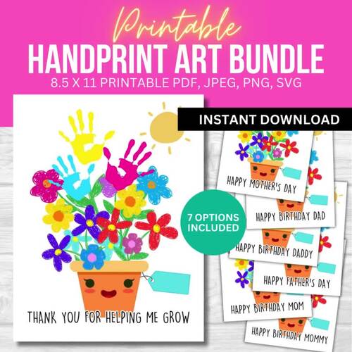 Handprint Bundle - Mother's Day, Father's Day Printable PDF PNG JPEG SVG