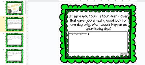 St. Patrick's Day Writing Prompts | Digital | Google Slides by JKLMentary