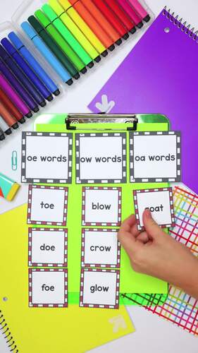 OA OE & OW Vowel Teams Word Work - Long O Activities for Literacy Centers