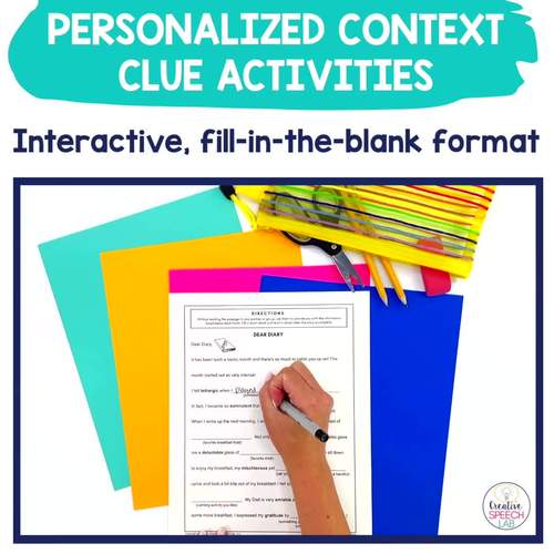Personalized Context Clues Activities by Creative Speech Lab | TPT