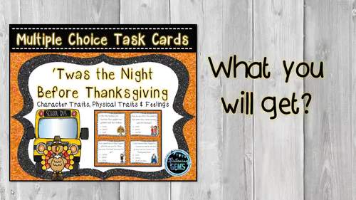 Twas the Night Before Thanksgiving - Character Traits Task Cards