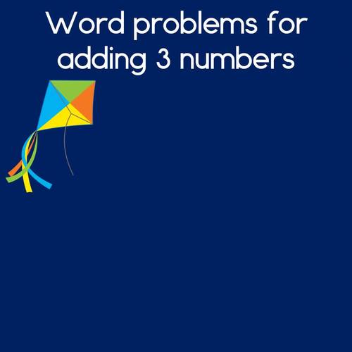 Spring Adding 3 Numbers Word Problems Within 20 | 3 Addends Task Cards